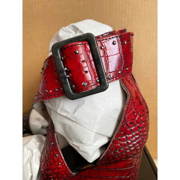 Freebird by Steven | Shoes | Freebird By Steven Terra Red Leather Croco Wedge Sandals Size 1 New ...